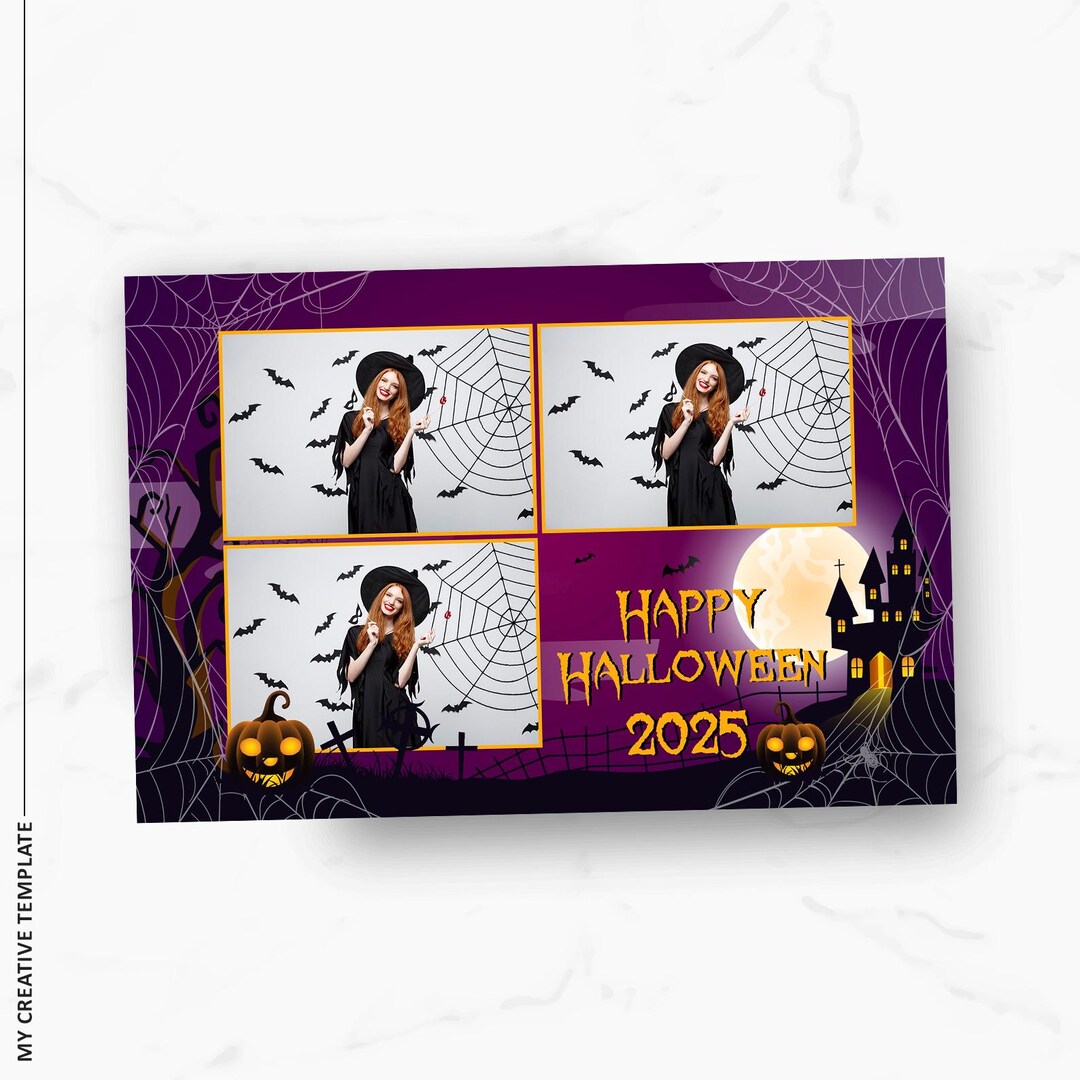Halloween Photobooth Template | Spooky Night Photo Booth Overlay | 4x6 ...