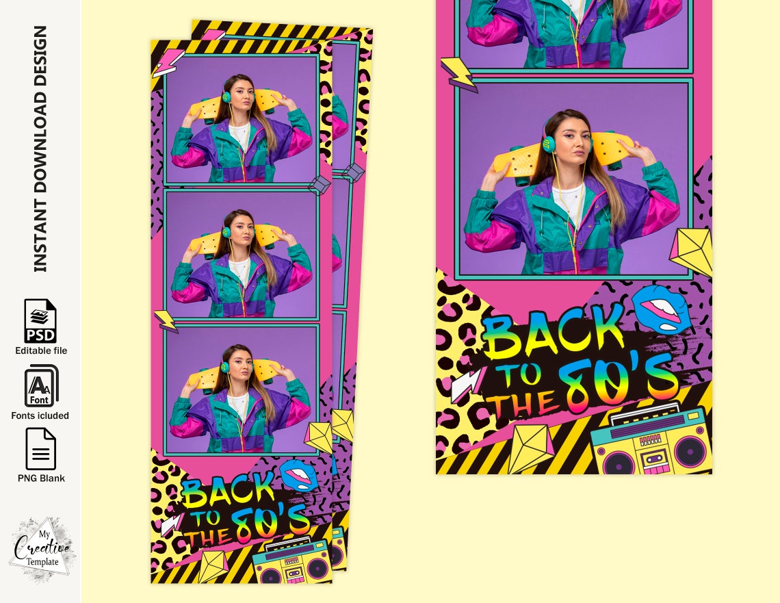 Retro Photo Booth Template 80's Photo Booth Template - Etsy
