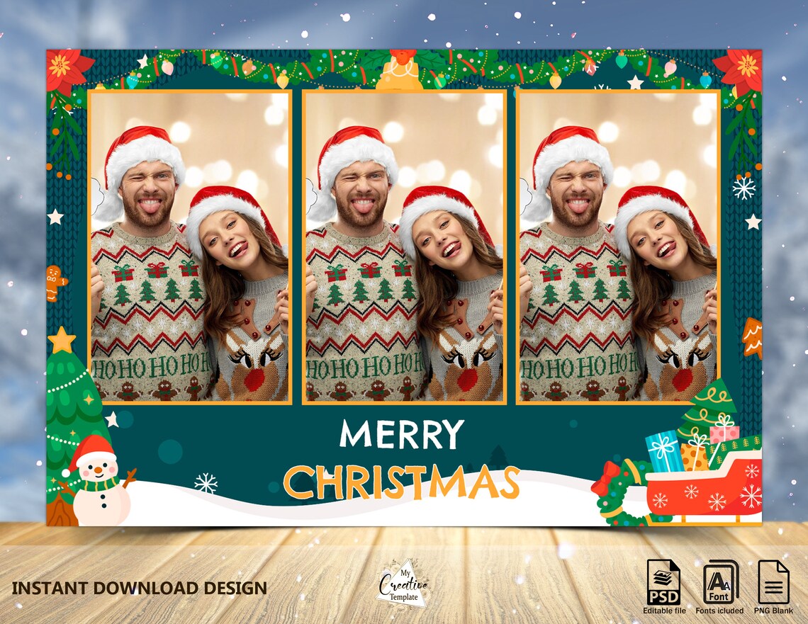 Christmas Photo Booth Template Holiday Photo Booth Template - Etsy