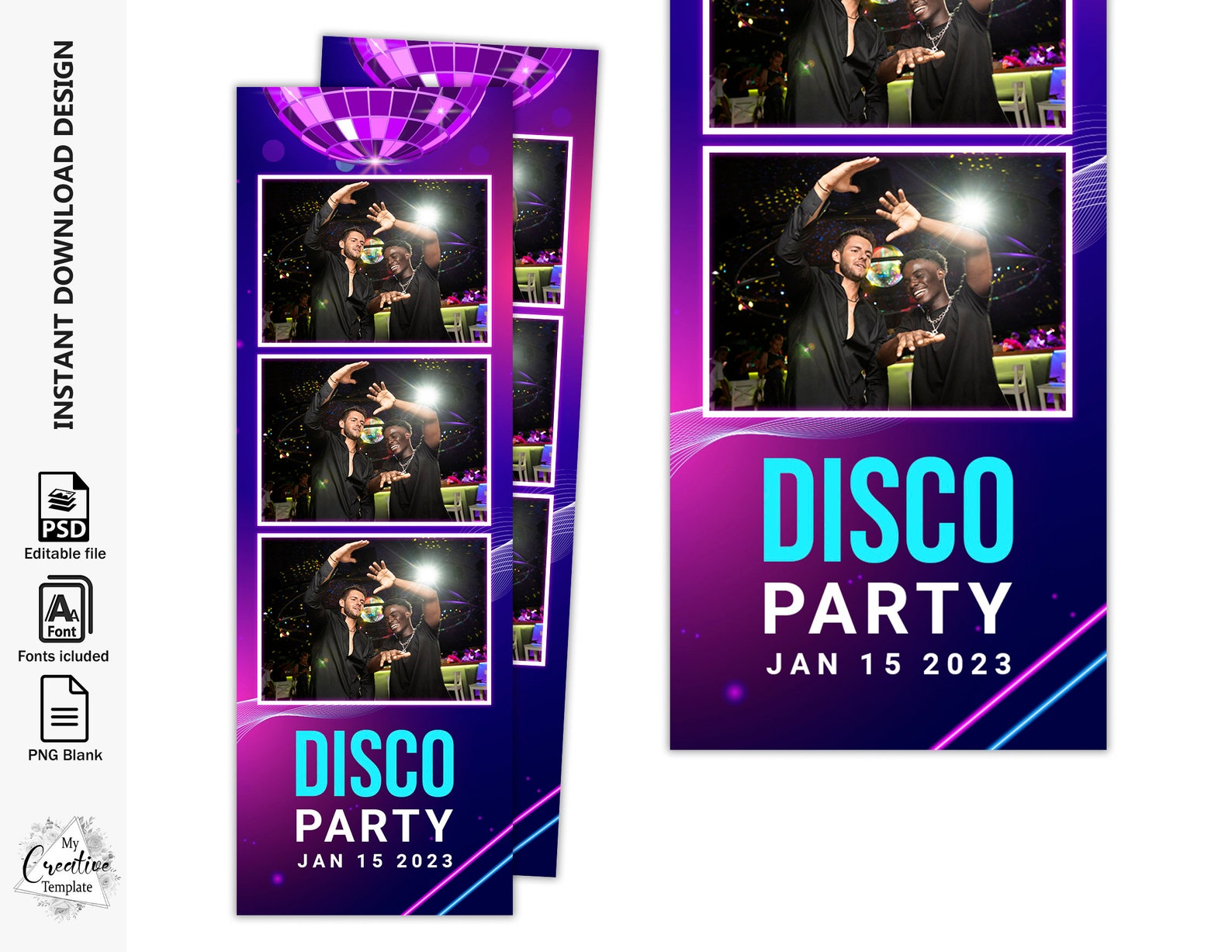 Photo Booth Template Neon Photo Booth Template Disco Photo - Etsy