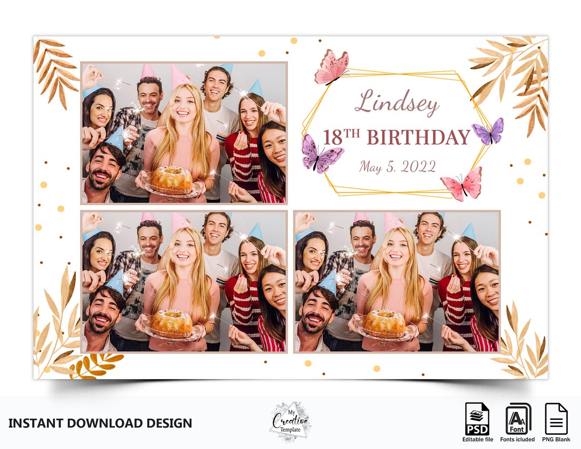 Photo Booth Template Photo Booth Template Birthday Butterfly - Etsy