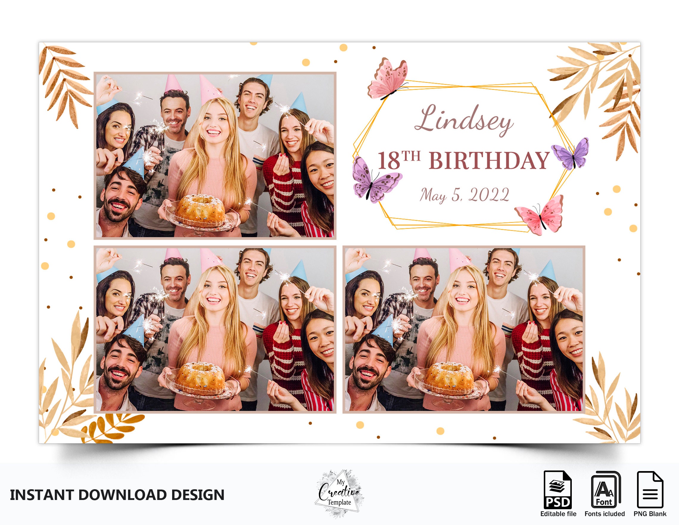 Photo Booth Template Photo Booth Template Birthday Butterfly - Etsy
