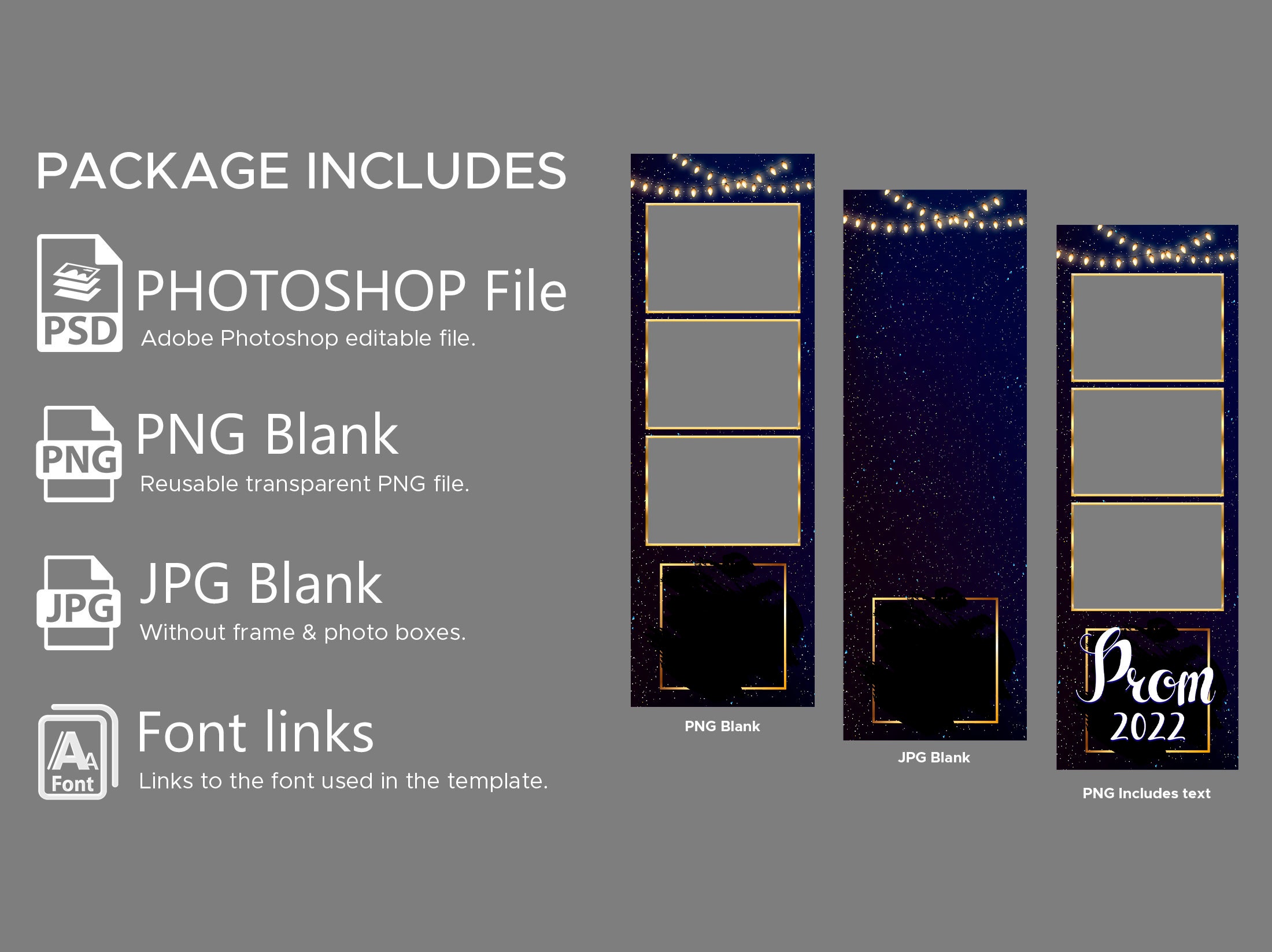 Photo Booth Template Prom Photobooth Template Starry Night - Etsy