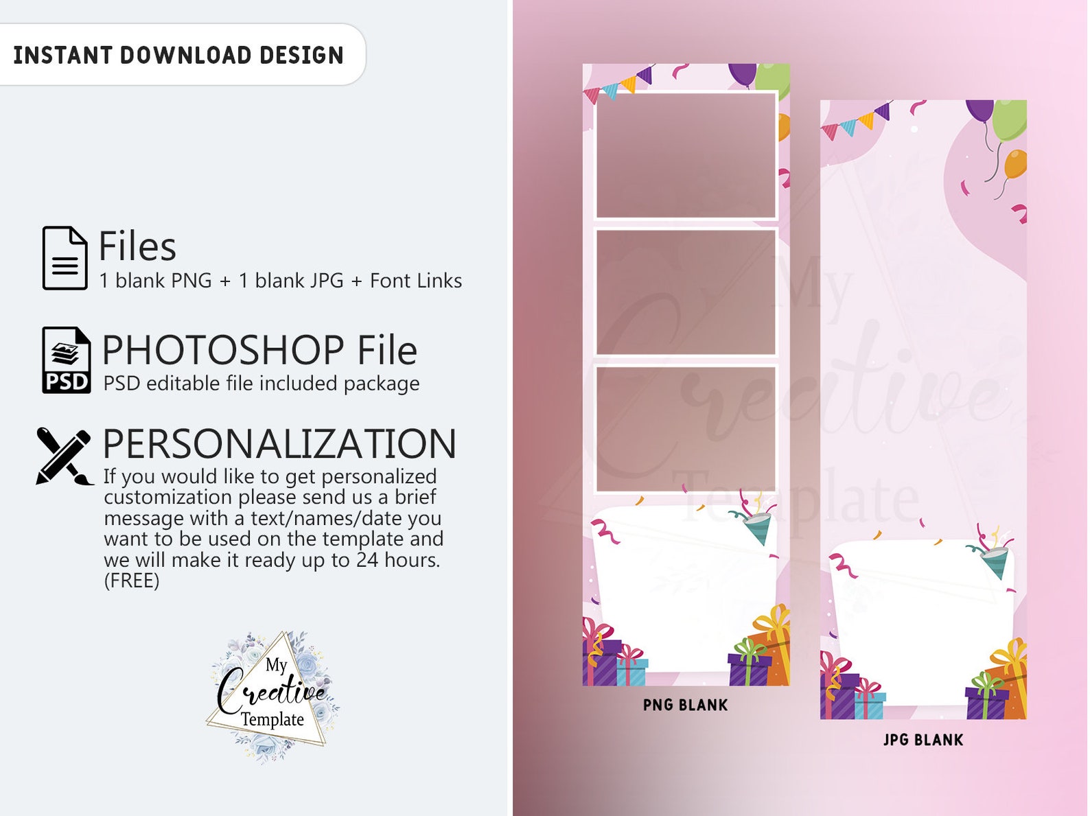 Photo Booth Template Photo Booth Template Birthday Birthday | Etsy