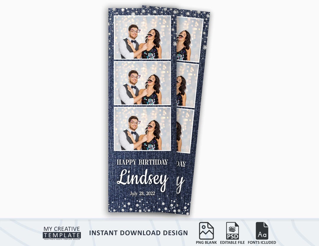 Denim & Diamonds Photo Booth Template, Birthday Photo Booth Template ...
