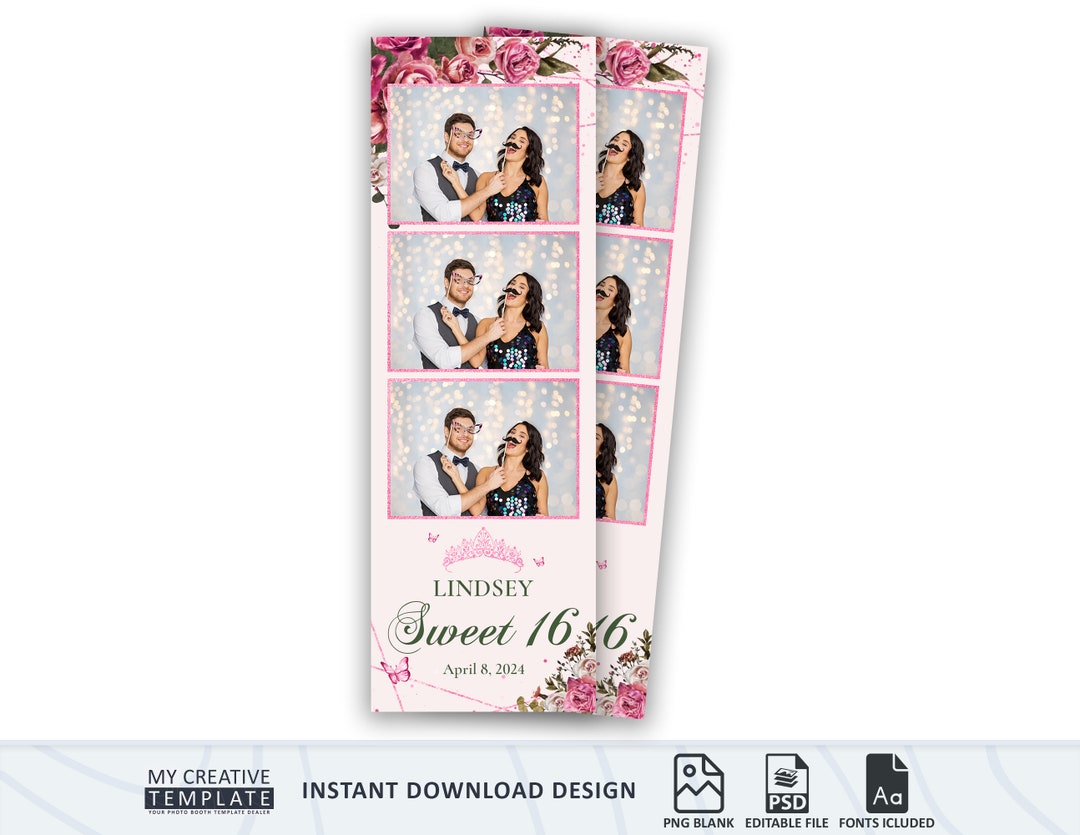 Sweet Sixteen Photo Booth Template, Birthday Photo Booth Template ...