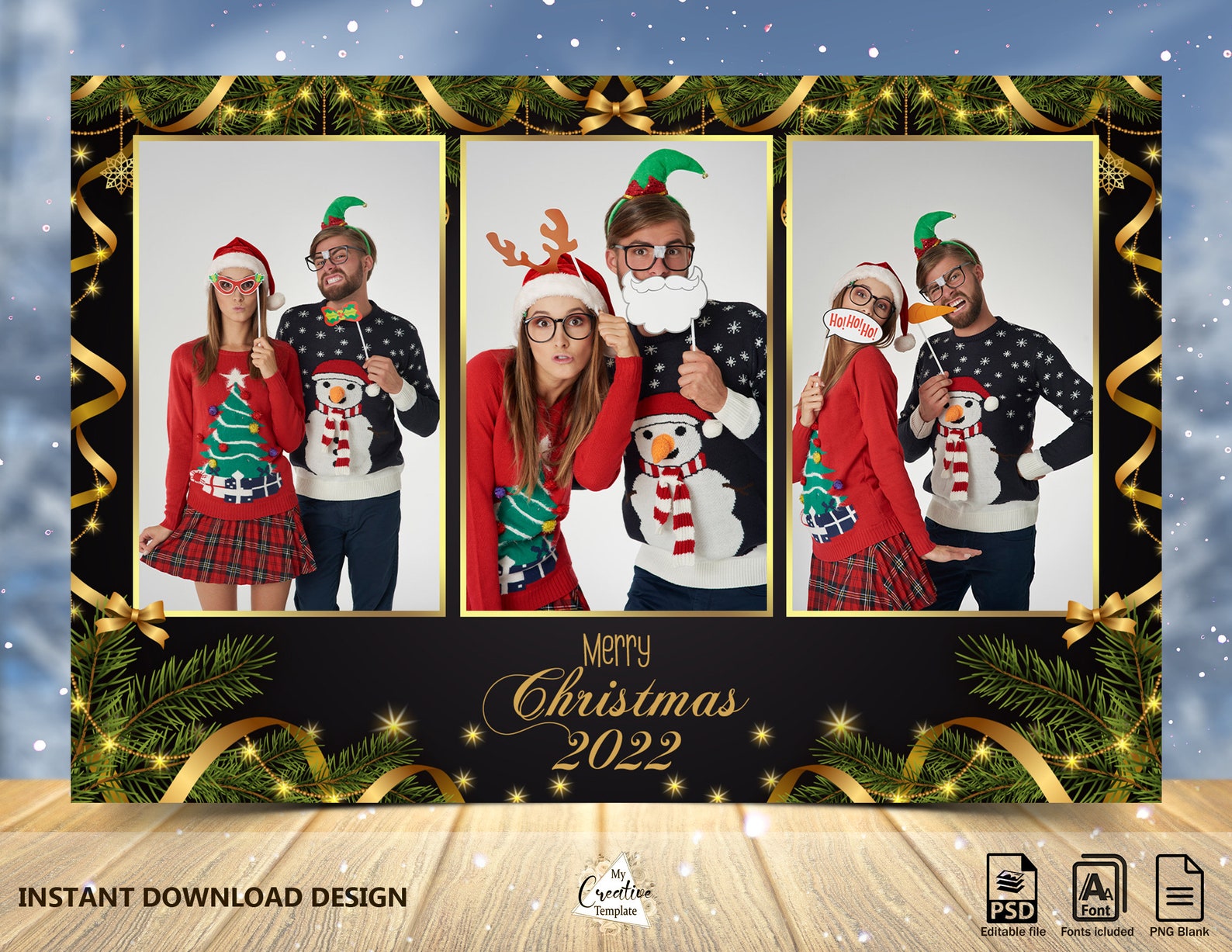 Christmas Photo Booth Template Holiday Photo Booth Template - Etsy