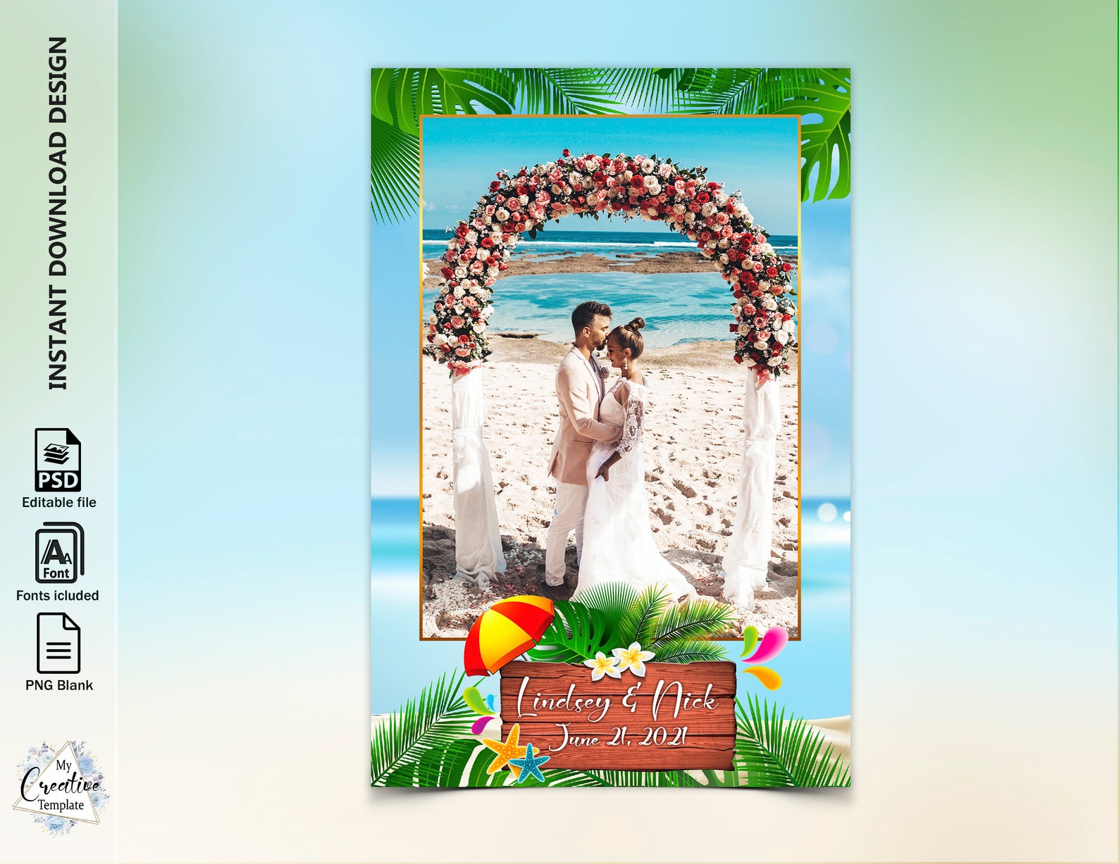Wedding Photobooth Template, Tropical Photo Booth Template, 4x6 Photo ...