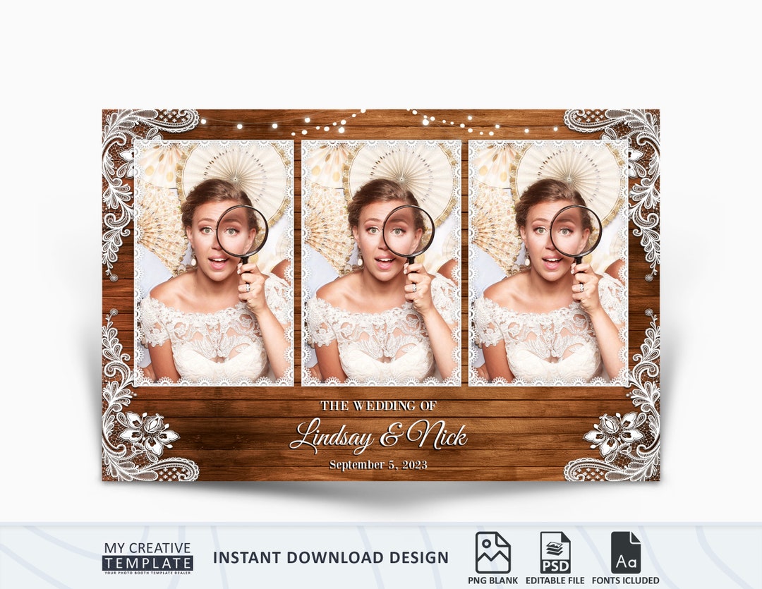 Wedding Photo Booth Template, Lace Rustic Photo Booth Template, 4x6 ...