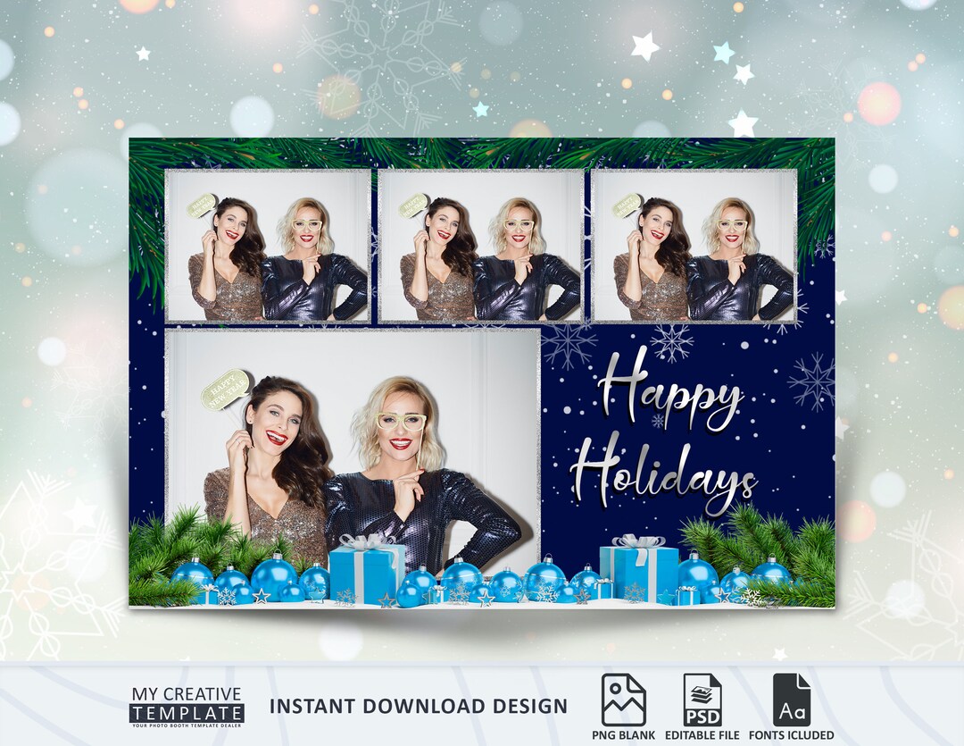 Holiday Photo Booth Template, Christmas Photo Booth Template, Photo ...