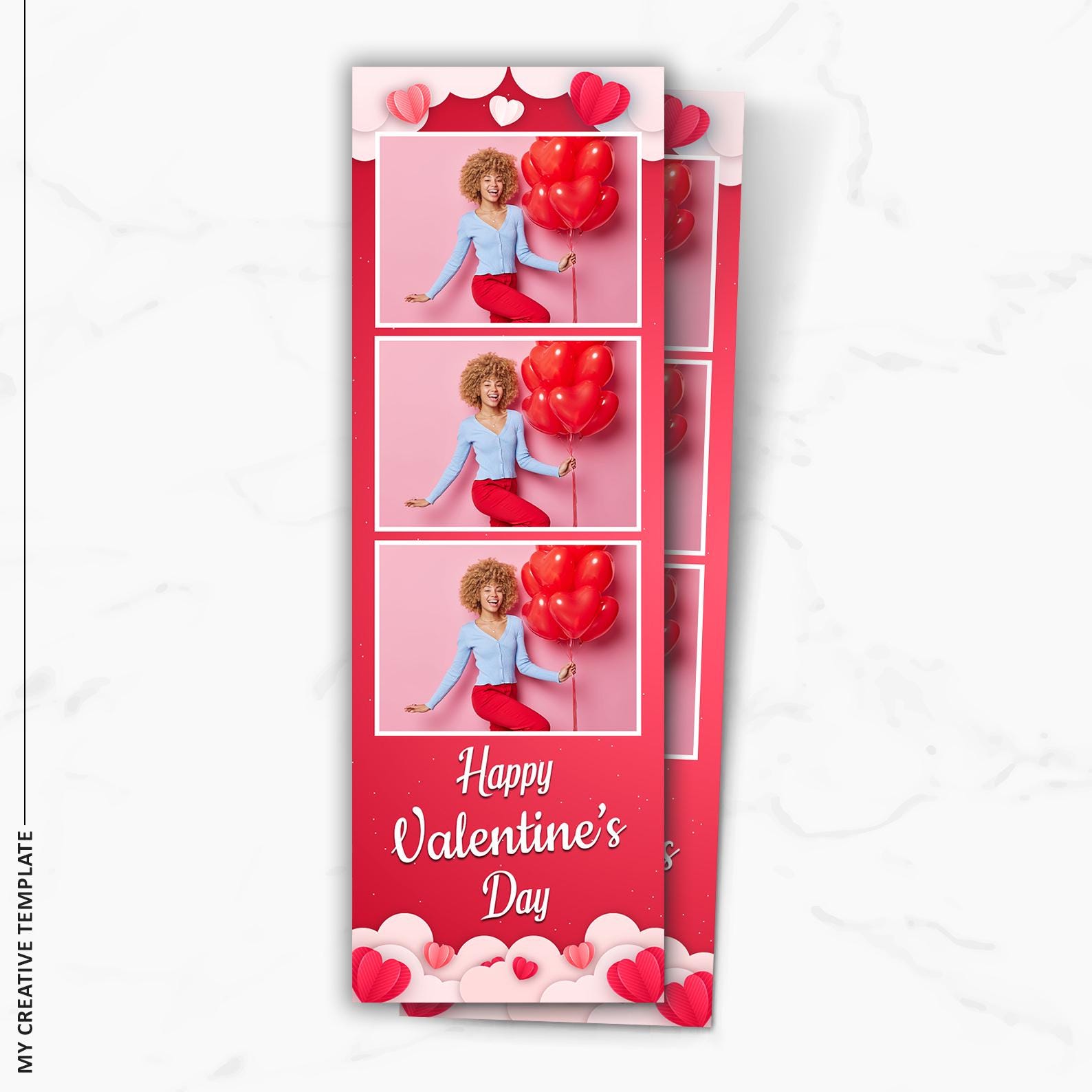 Valentine's Day Photo Booth Template | 2x6 Strip Photobooth Overlay ...