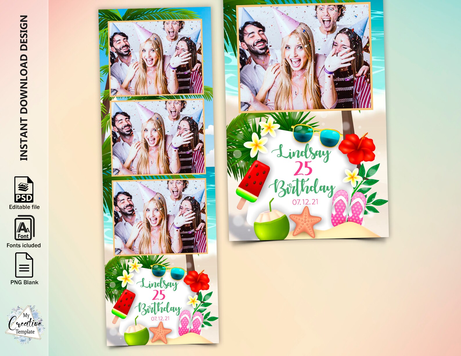 Summer Photo Booth Template Tropical Photo Booth Template - Etsy