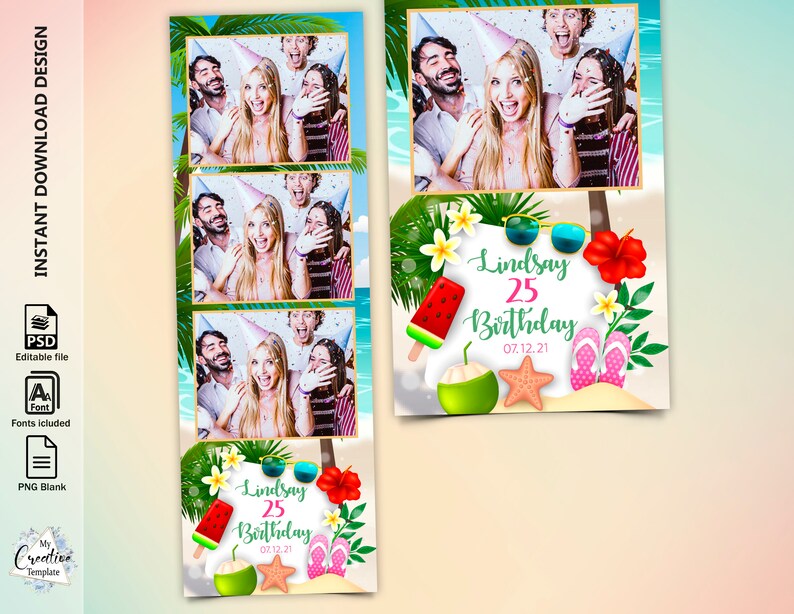 Summer Photo Booth Template Tropical Photo Booth Template - Etsy