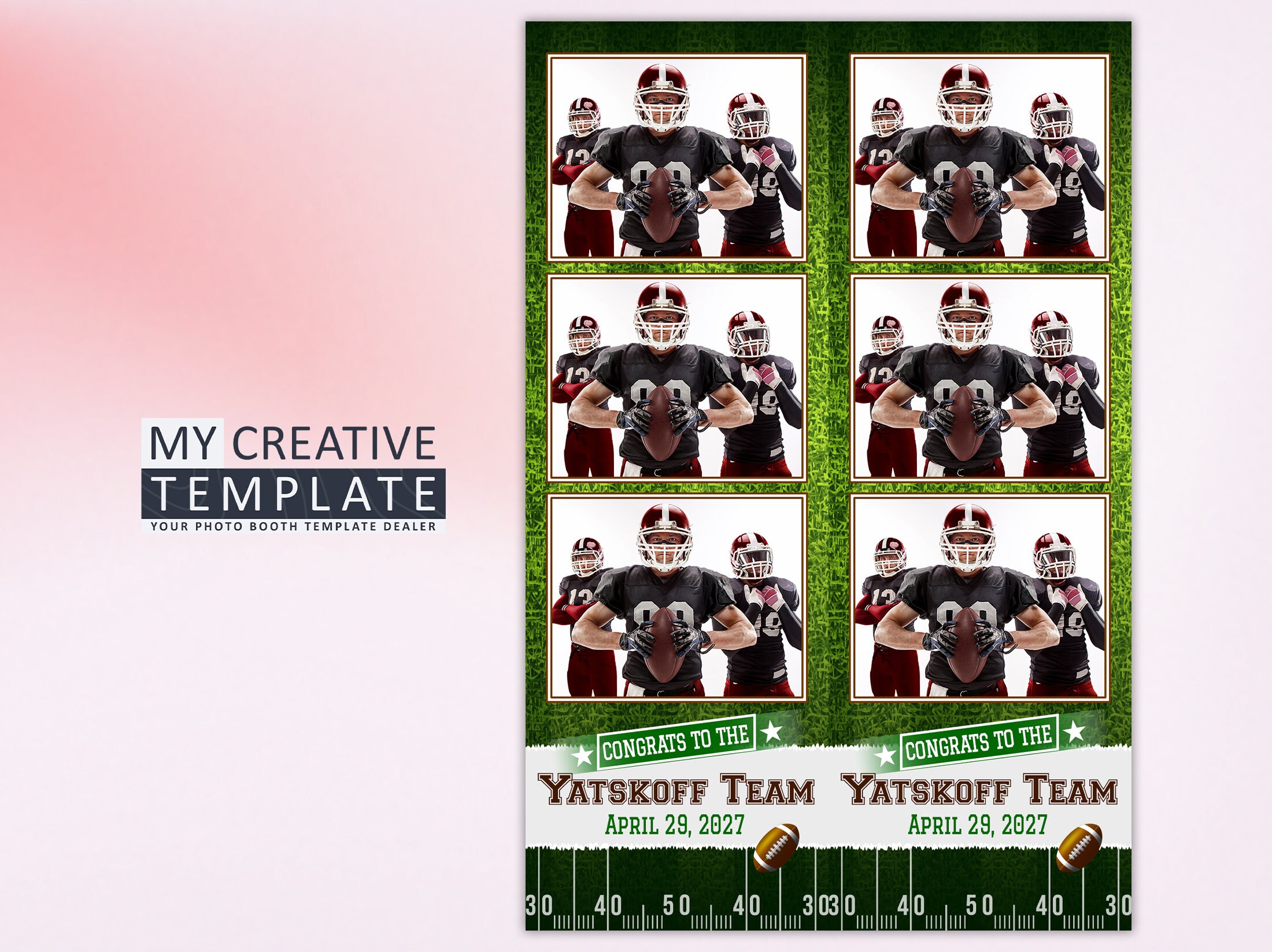 American Football Photo Booth Template, Photobooth Template, 2x6 Sport ...