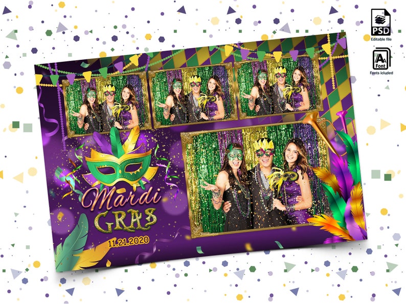 Mardi Gras Photo Booth Template Masquerade Photo Booth - Etsy
