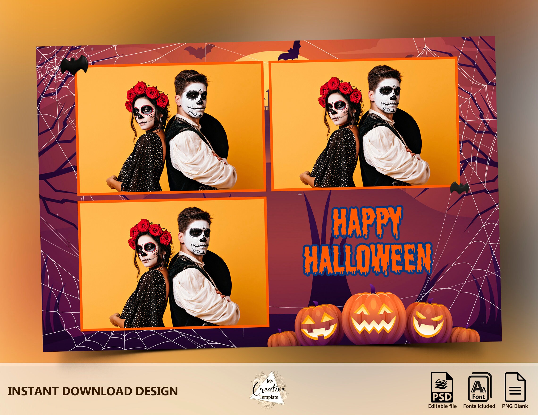 Photo Booth Template Halloween Photo Booth Template Pumpkin Etsy UK