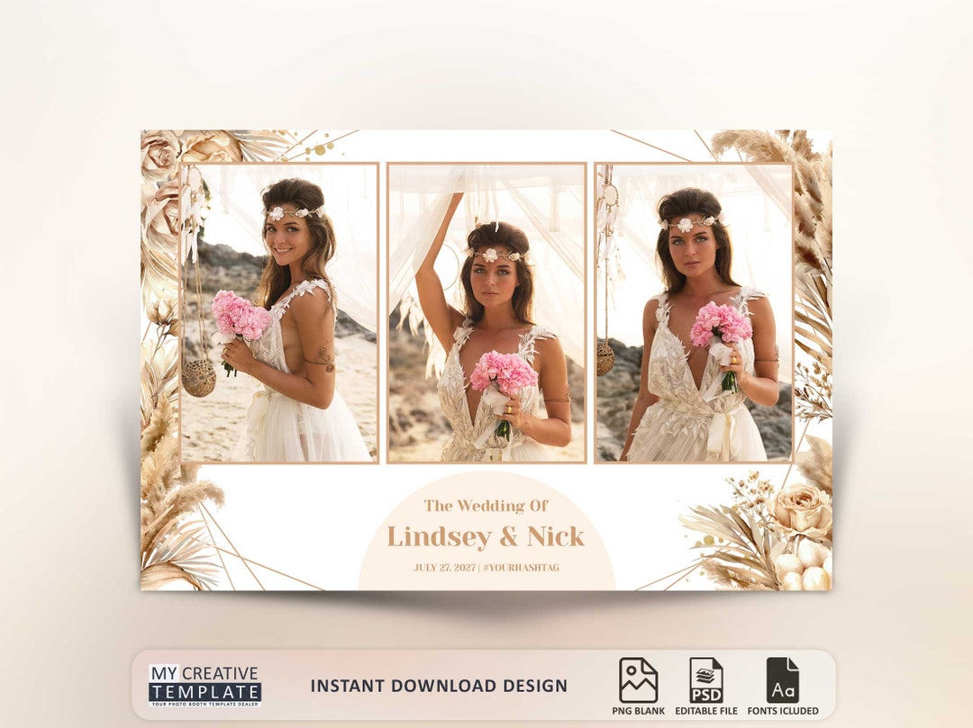 Boho Weddding Photo Booth Template, Boho Photo Booth Template, Summer ...