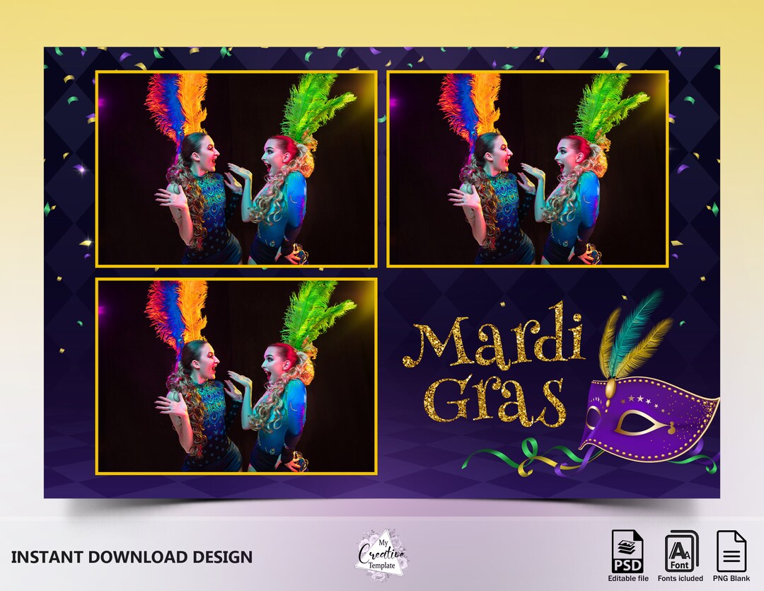 Mardi Gras Photo Booth Template Masquerade Photo Booth - Etsy