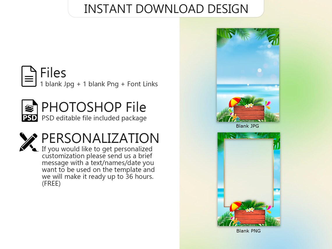 Wedding Photobooth Template Tropical Photo Booth Template - Etsy