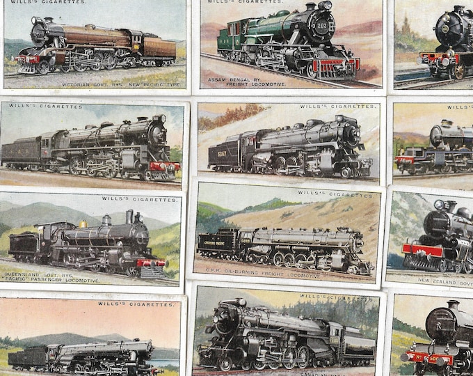 50 Vintage Cigarette Cards Railway Locomotives. 1930. Full Set. Wills ...