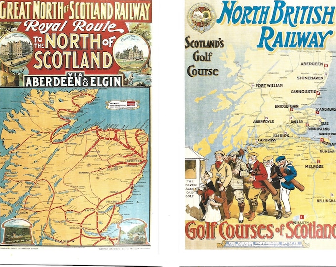 Classic Railway Map Posters Postcards. Set of 6 in Beautiful ...