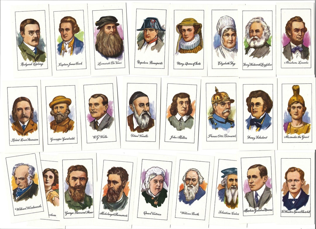 25 Vintage Cigarette Cards - Historical Figures. 1961. Full Set. Domino ...