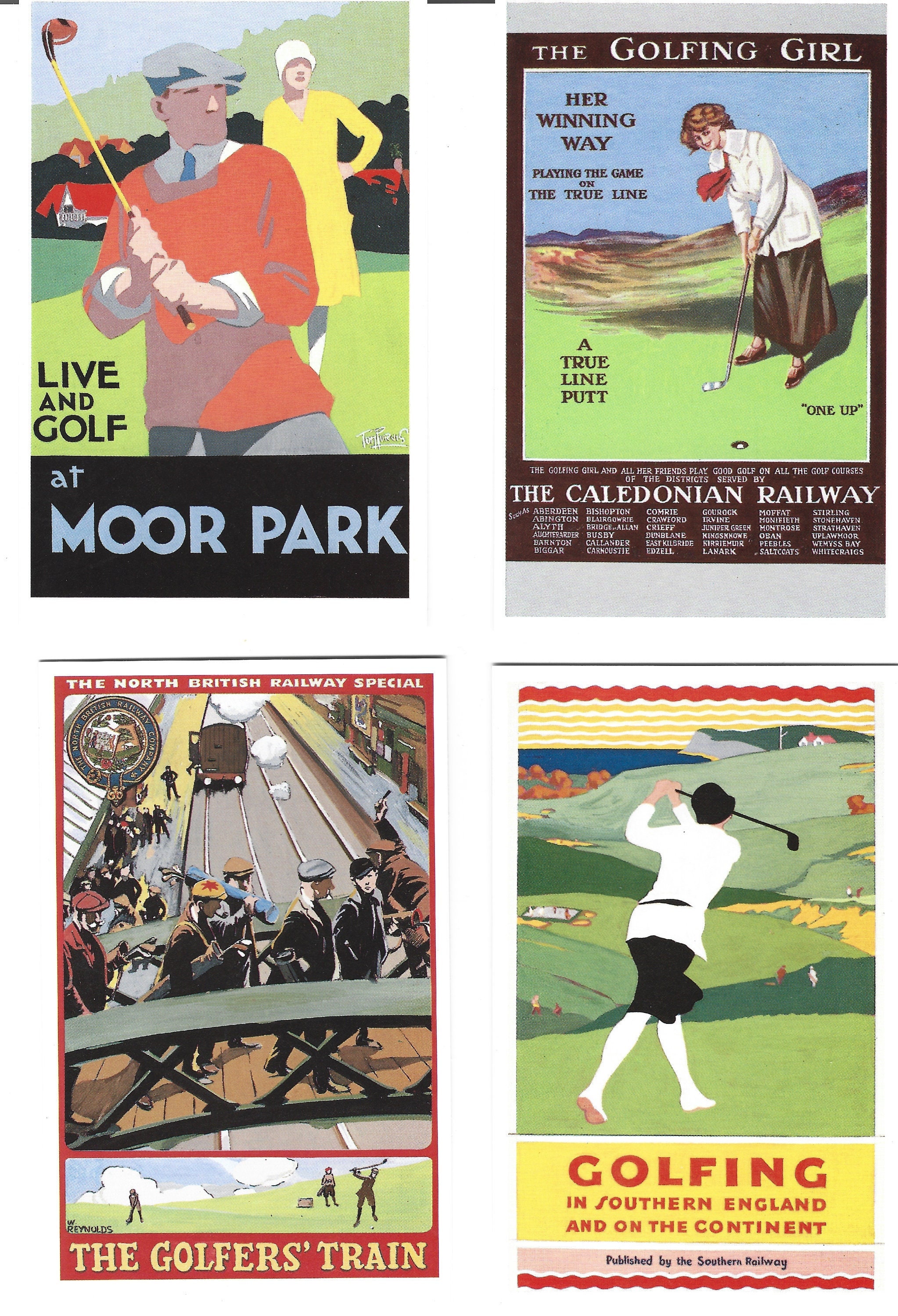 Classic Railway Golf Advertising Poster Postcards. Set of 6 in ...