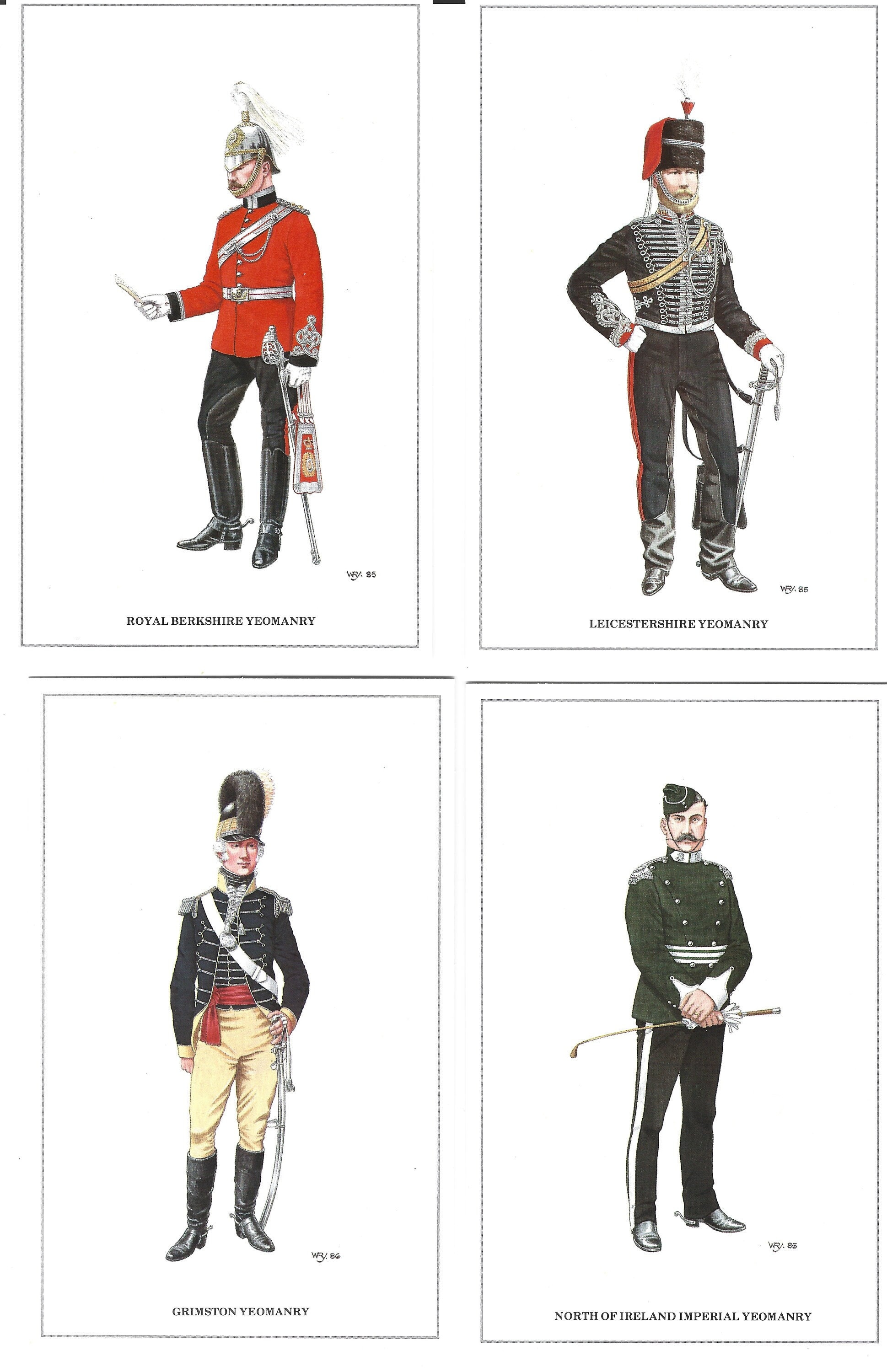 British Army Yeomanry Cavalry. 6 Postcards. Military Uniforms. Gift ...