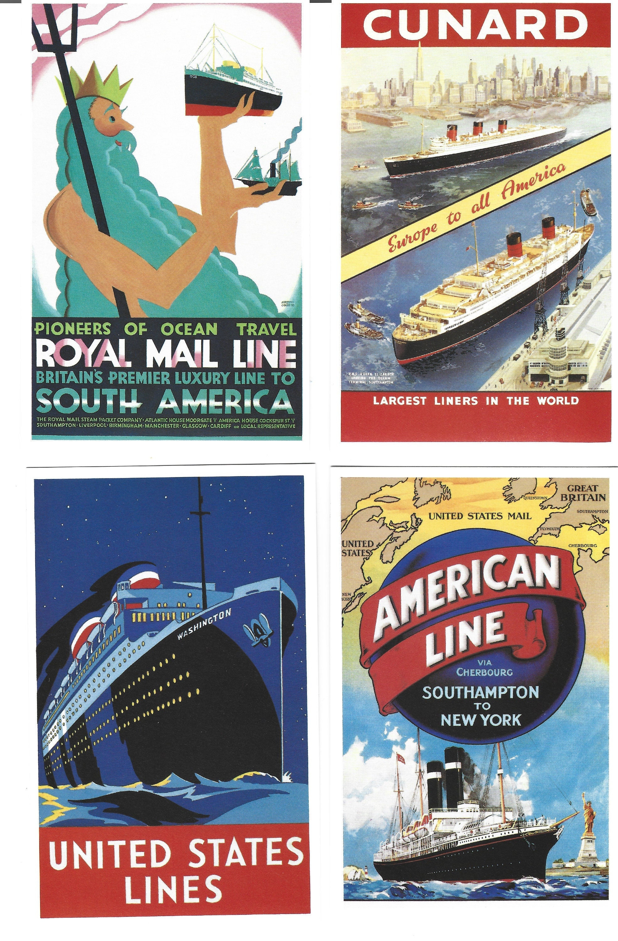 Southampton Docks Shipping Lines Postcards. Set of 6 in Beautiful ...