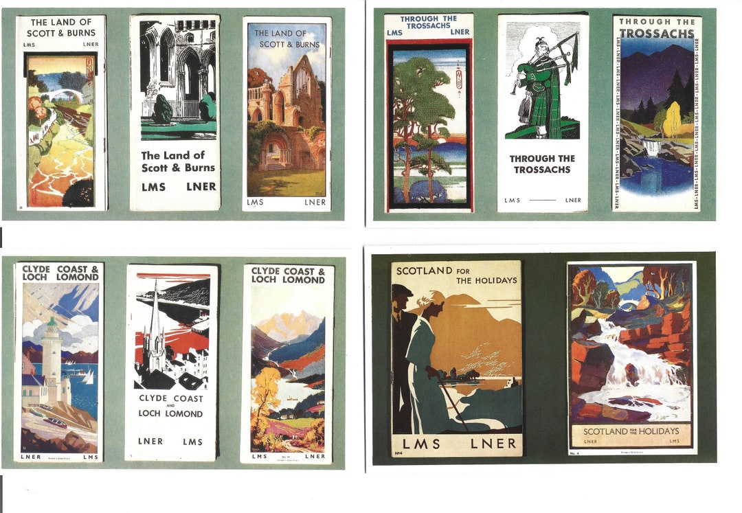 LMSR & LNER to Scotland Postcards. Set of 6 in Beautiful Illustrated ...