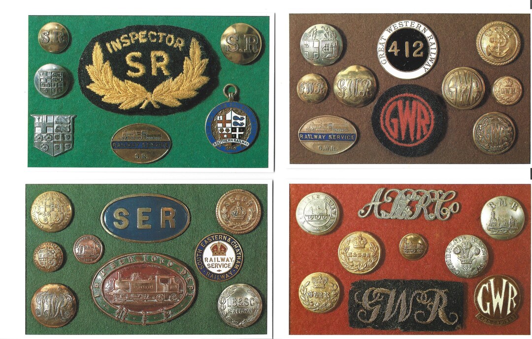 Classic Railway Badges & Buttons Postcards. Set of 6 in beautiful ...