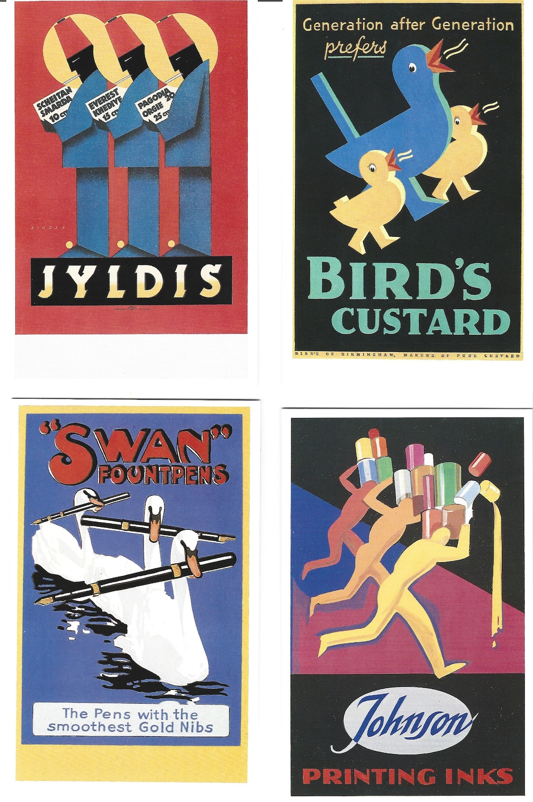Classic Advertisement Art Postcards. Set of 6 in Beautiful Illustrated ...