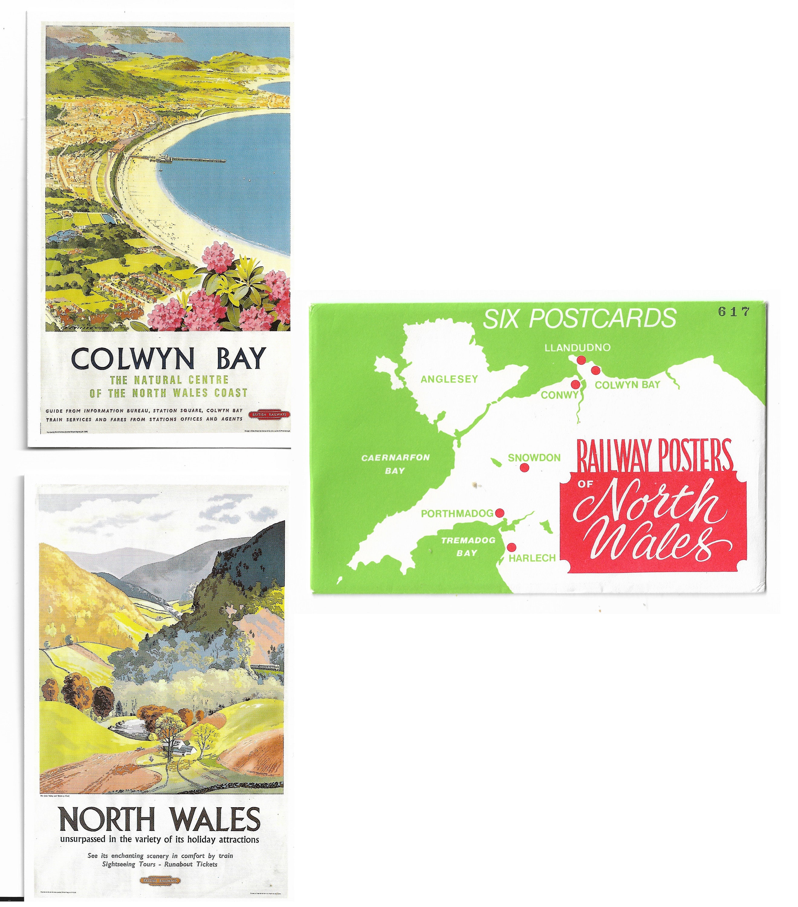 North Wales Railway Posters Postcards. Set of 6 in Beautiful ...