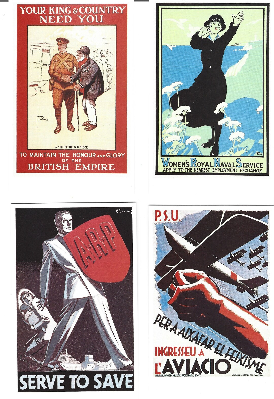 Military Recruitment Poster Art Postcards. Set of 6 in Beautiful ...