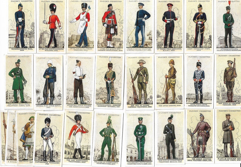 50 Vintage Cigarette Cards Uniforms of the Territorial Army. - Etsy