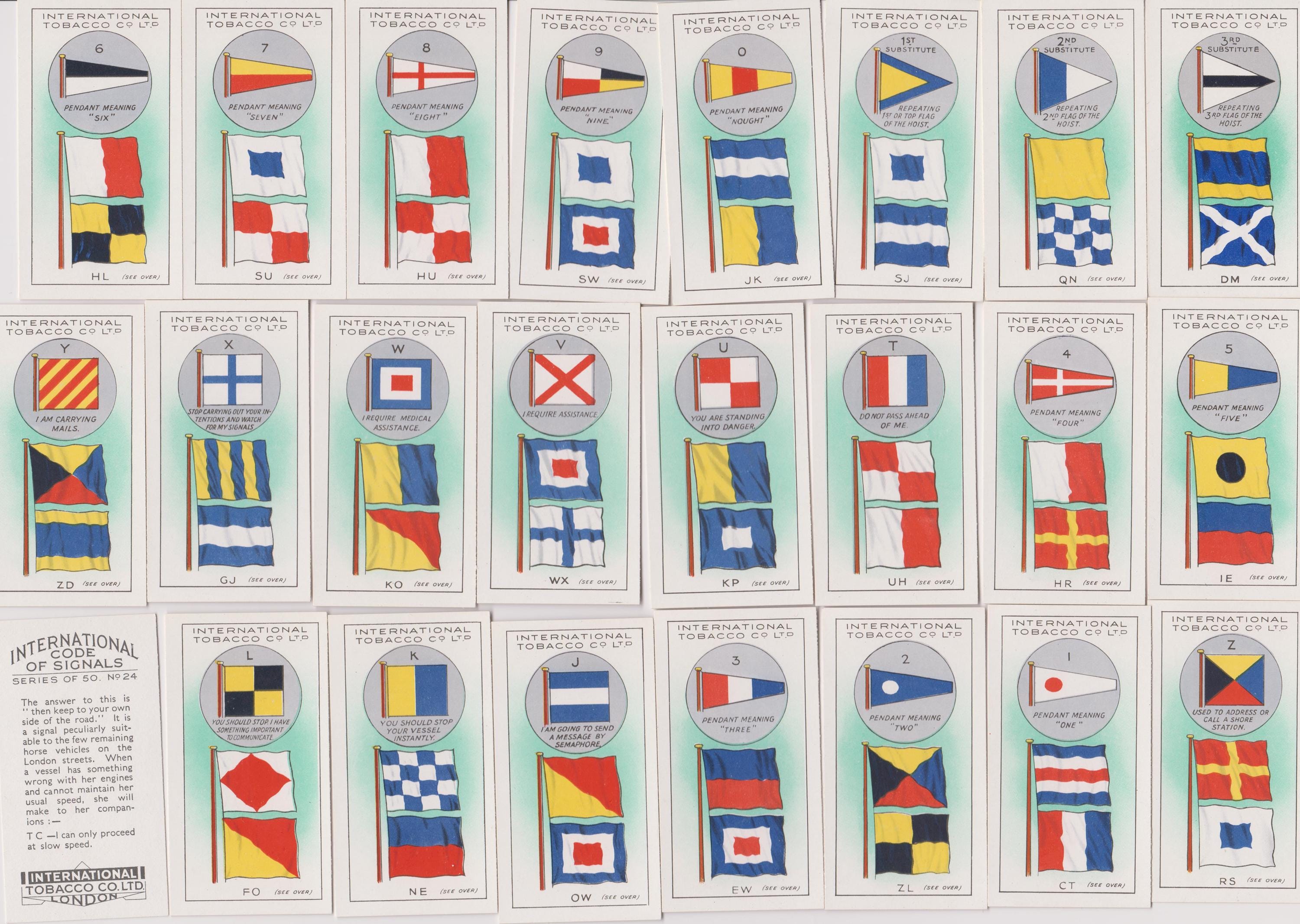 50 Vintage Cigarette Cards - International Code of Signals. 1934. Full ...