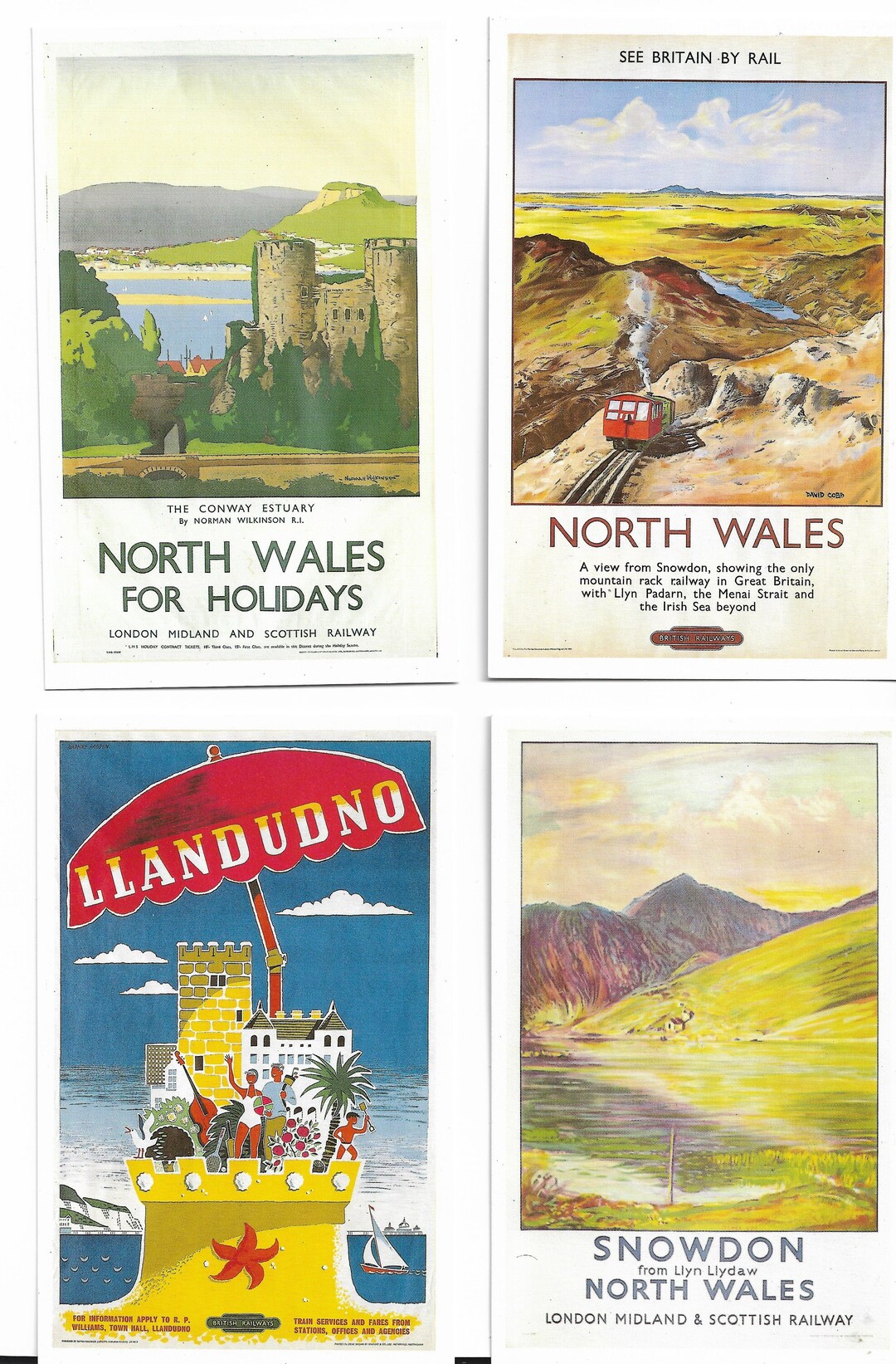 North Wales Railway Posters Postcards. Set of 6 in Beautiful ...