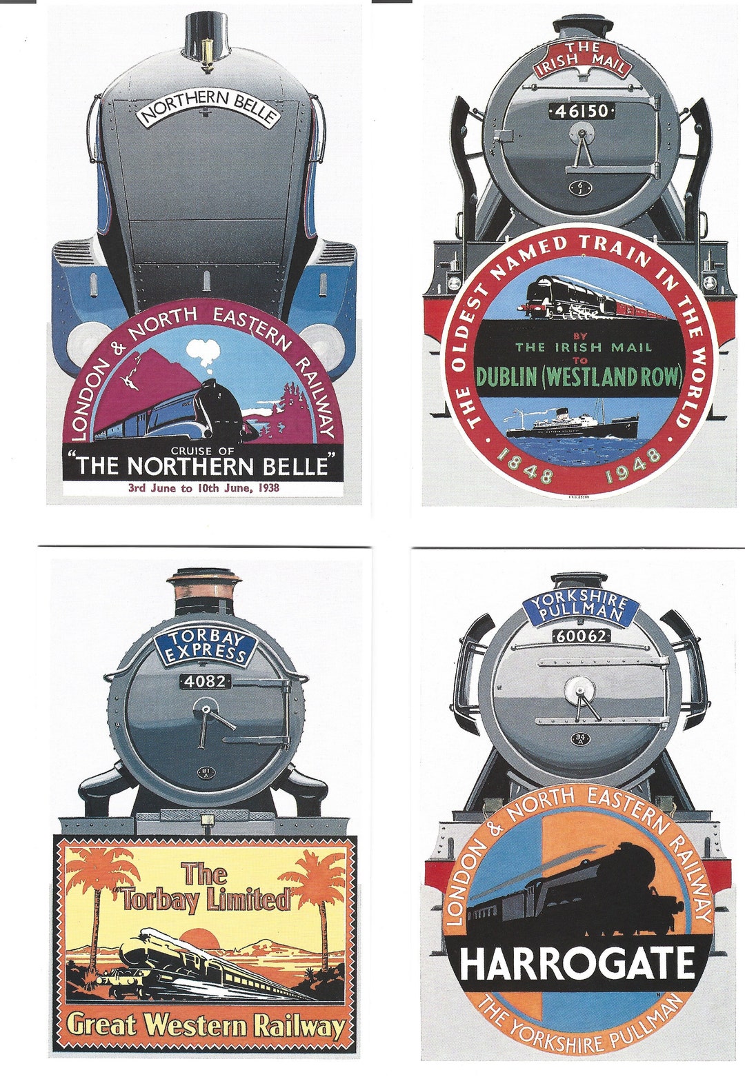 Last of the Famous Named Trains Postcards. Set of 6 in Beautiful ...