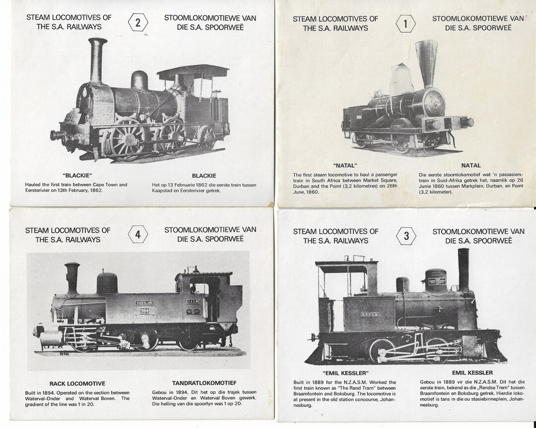 South Africa Steam Locomotives. Set of 25 Postcards. Trains Railways ...