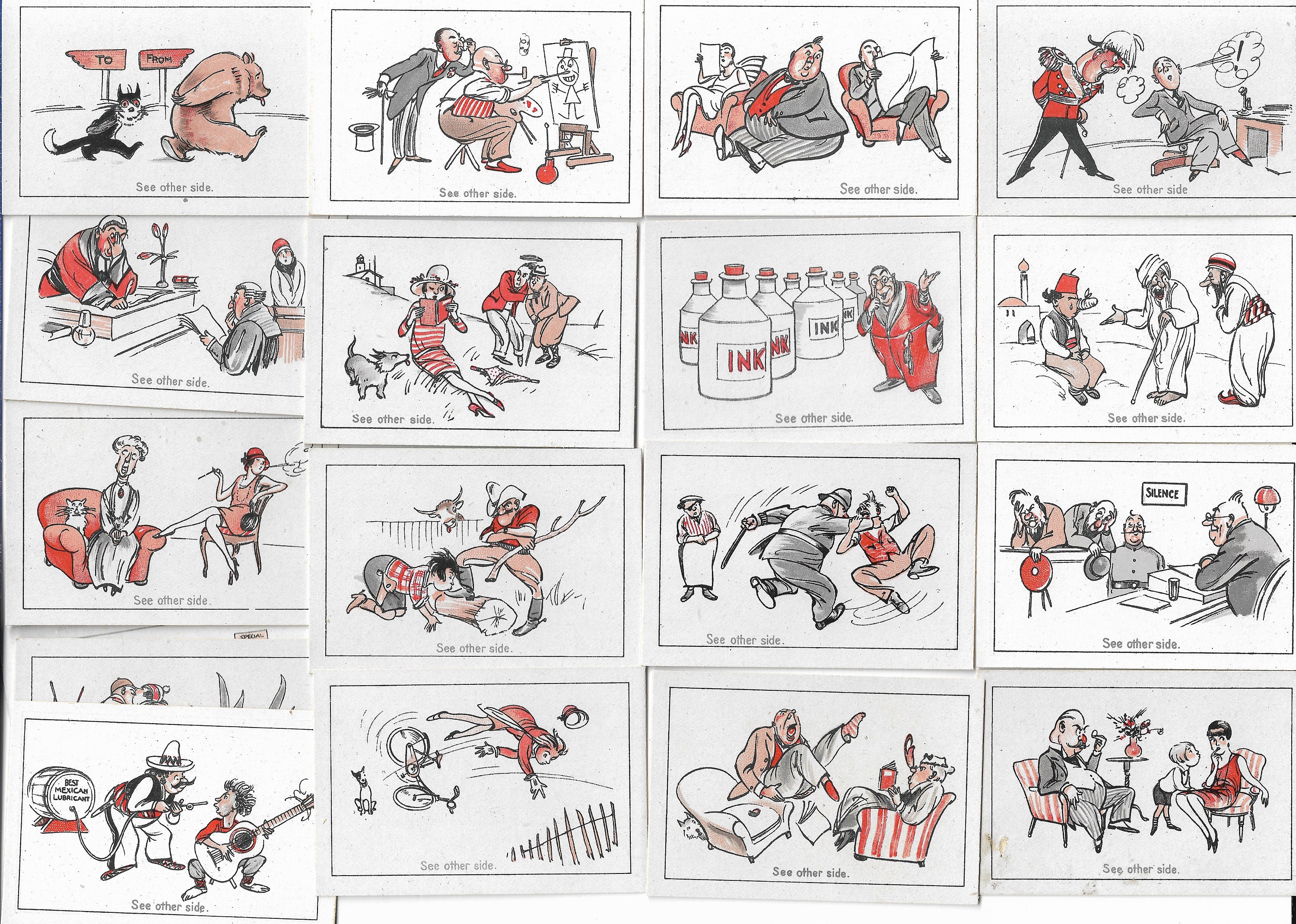 50 Vintage Cigarette Cards - Saronicks. 1929. Full Set. Sarony. Humour ...