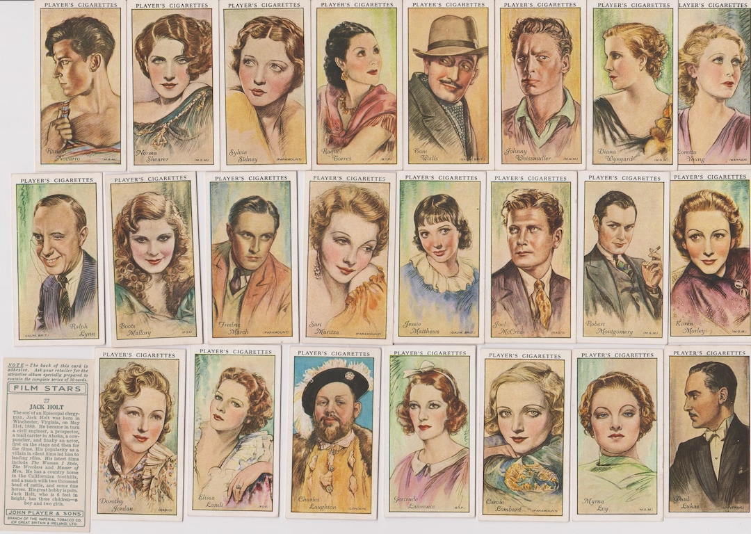 50 Vintage Cigarette Cards - Film Stars (1st Series). 1934. Full Set ...