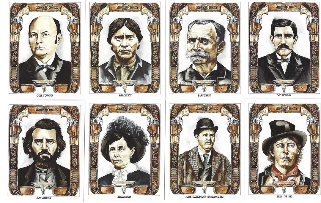 Outlaws of the Wild West. Complete Set of 12 Trade Cards Issued by ...