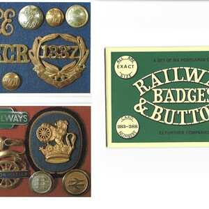 Classic Railway Badges & Buttons Postcards. Set of 6 in beautiful ...