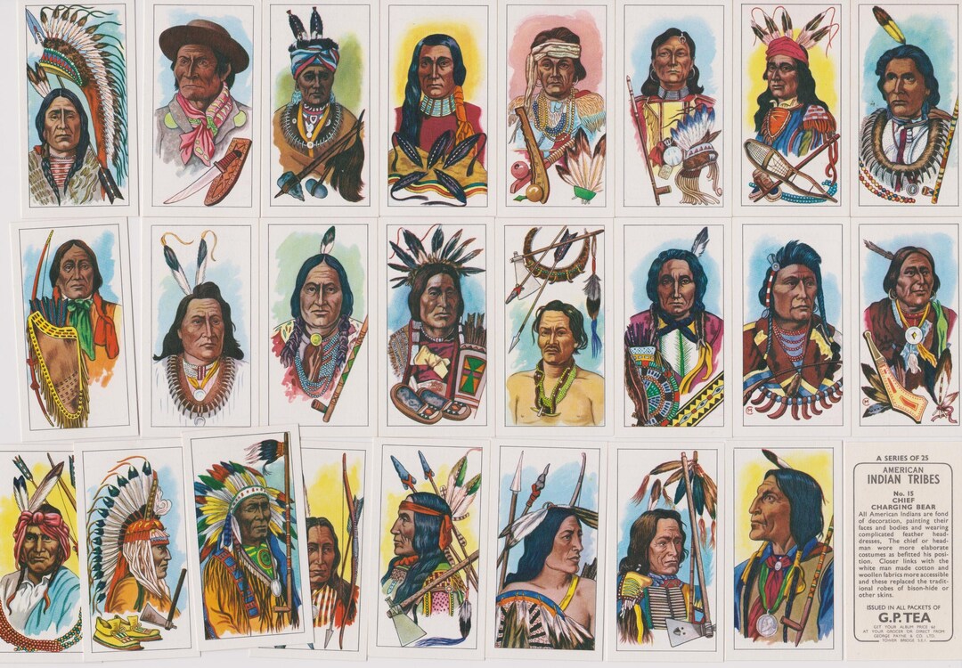 American Indian Tribes - Complete Set of 25 Vintage Tea Cards Issued in ...