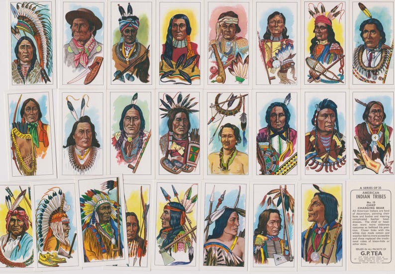 American Indian Tribes - Complete Set of 25 Vintage Tea Cards Issued in ...