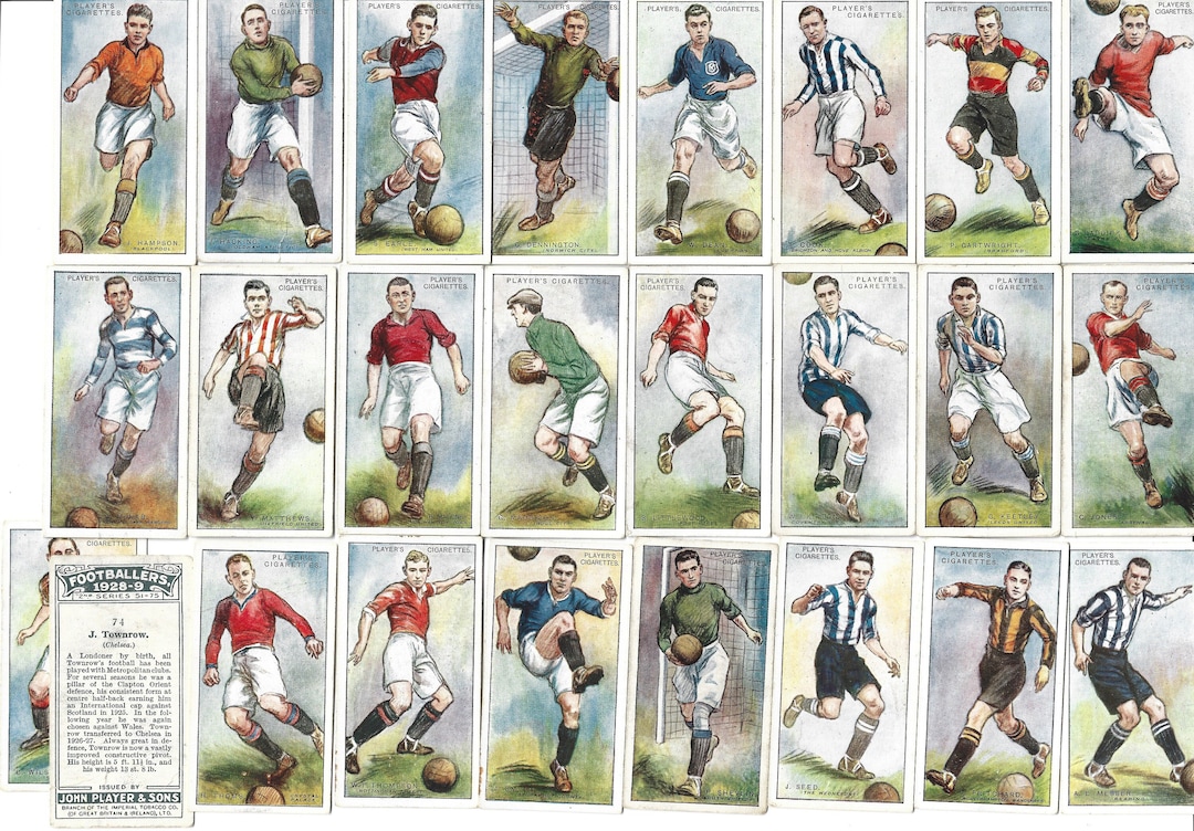 25 Vintage Cigarette Cards - Footballers 1928-9. 1929. Full Set. John ...