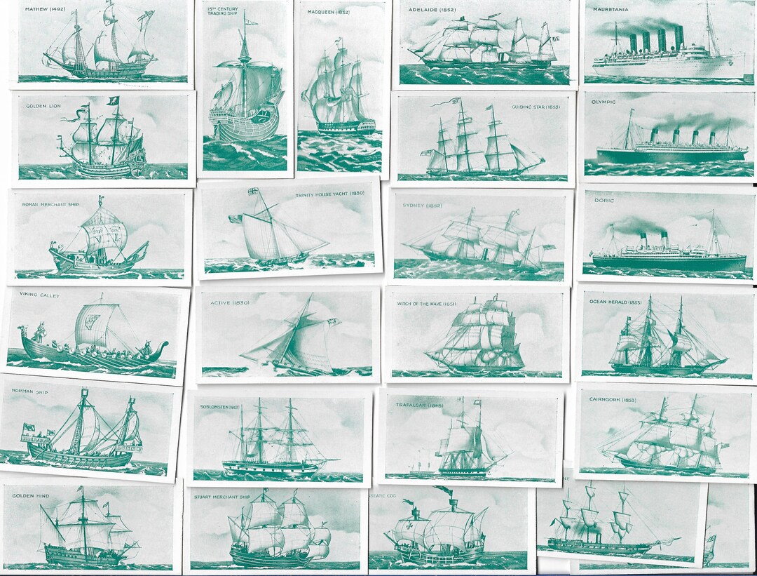 25 Vintage Cigarette Cards - Old Ships (third Series). 1936. Full Set ...