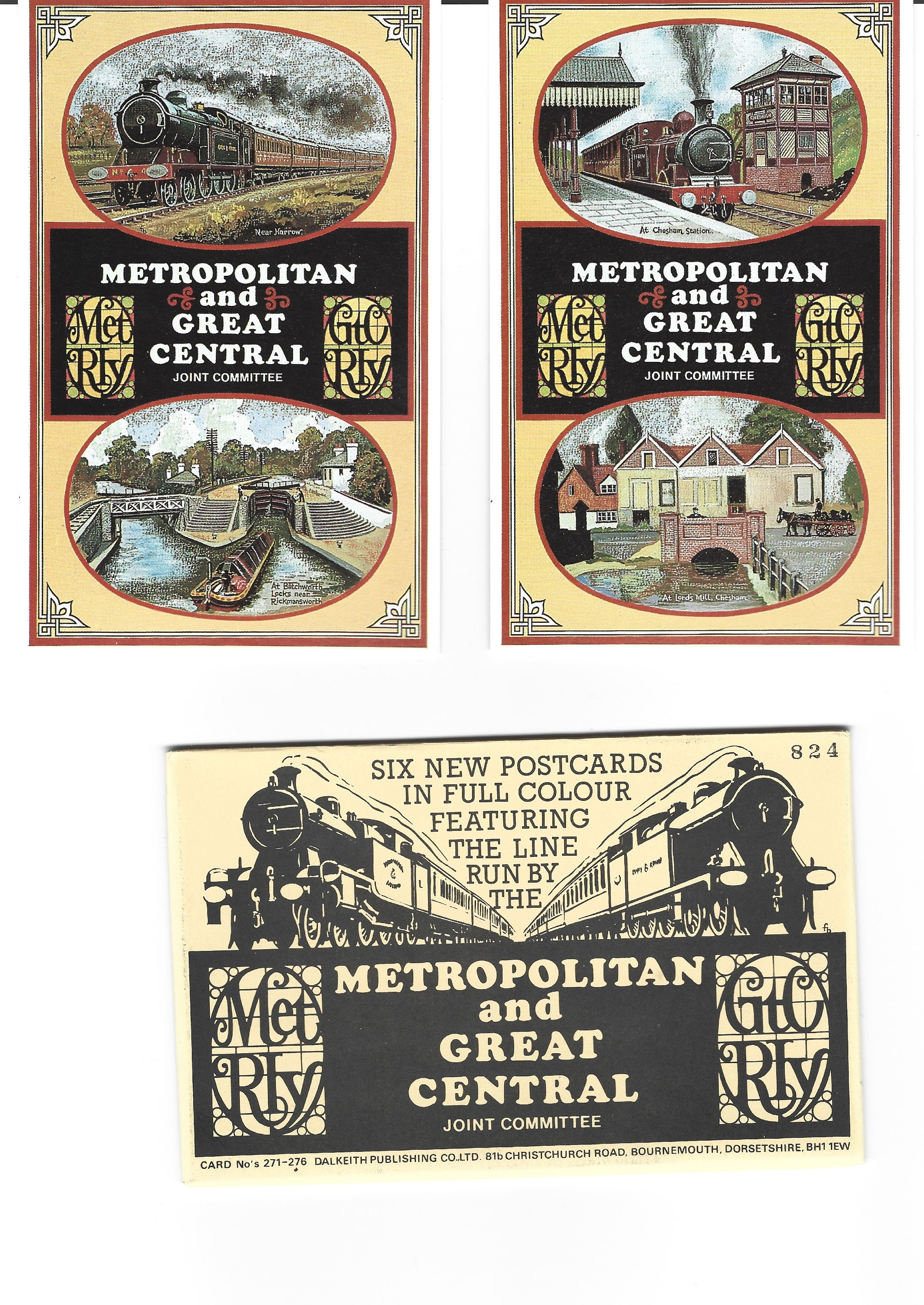 Metropolitan and Great Central Joint Railway Postcards. Set of 6 in ...