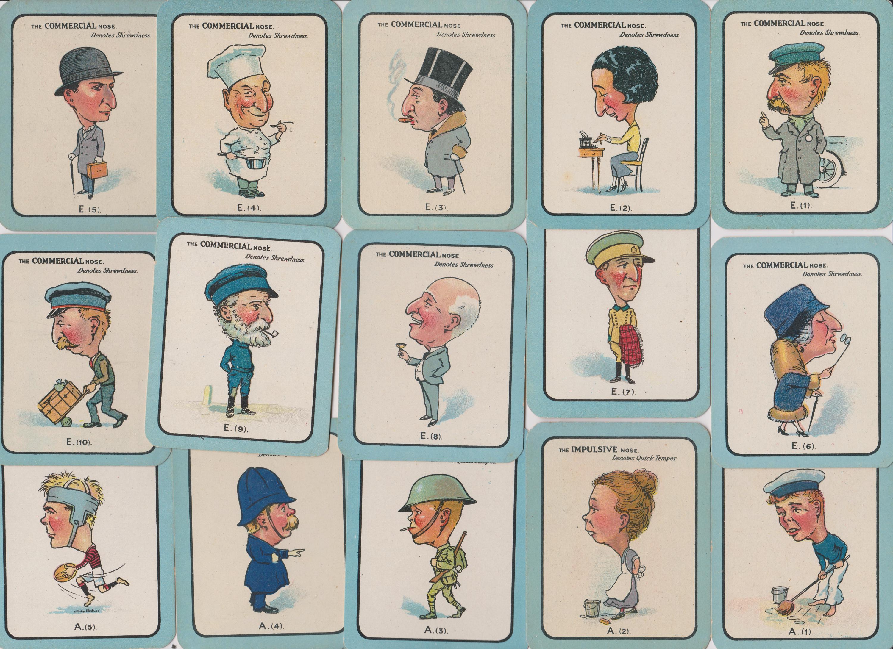 50 Vintage Cigarette Cards - the Nose Game Card Game. 1927. Full Set ...