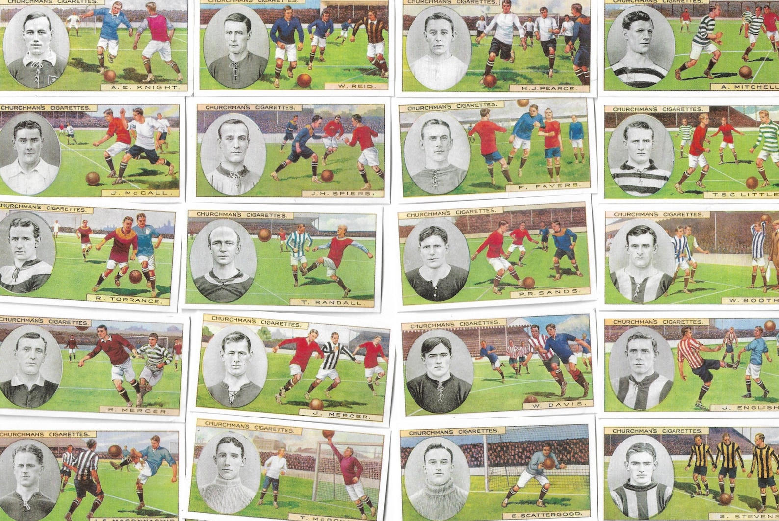 Footballers. Modern Reprint of Original 1914 Full Set of 50 Churchman ...
